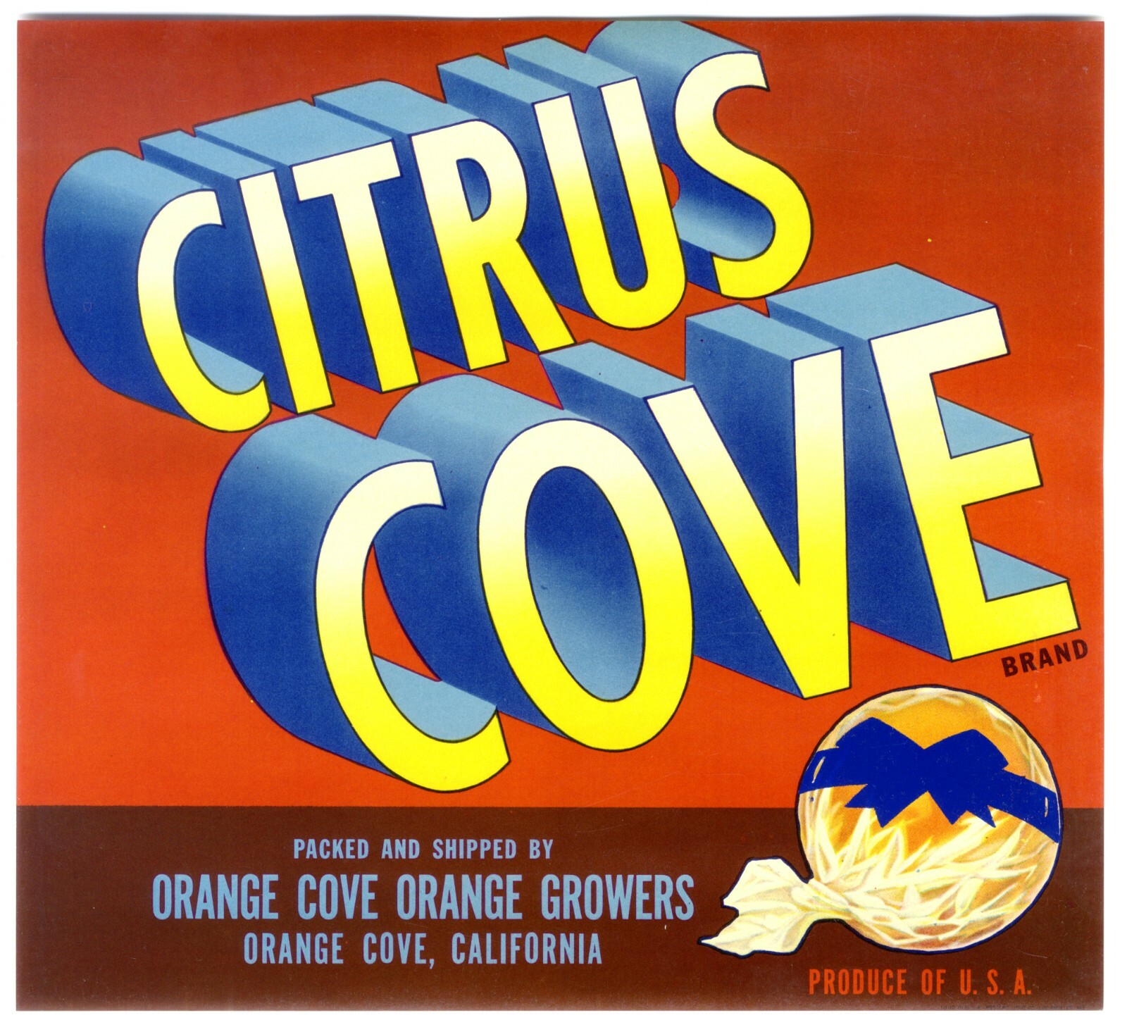 CITRUS COVE~ORIGINAL 1940s AUTHENTIC ORANGE COVE CALIFORNIA FRUIT CRATE ...