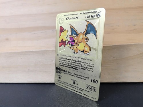 Pokemon 1st Edition Base Set Shadowless Charizard GOLD .Metal DISPLAY ...