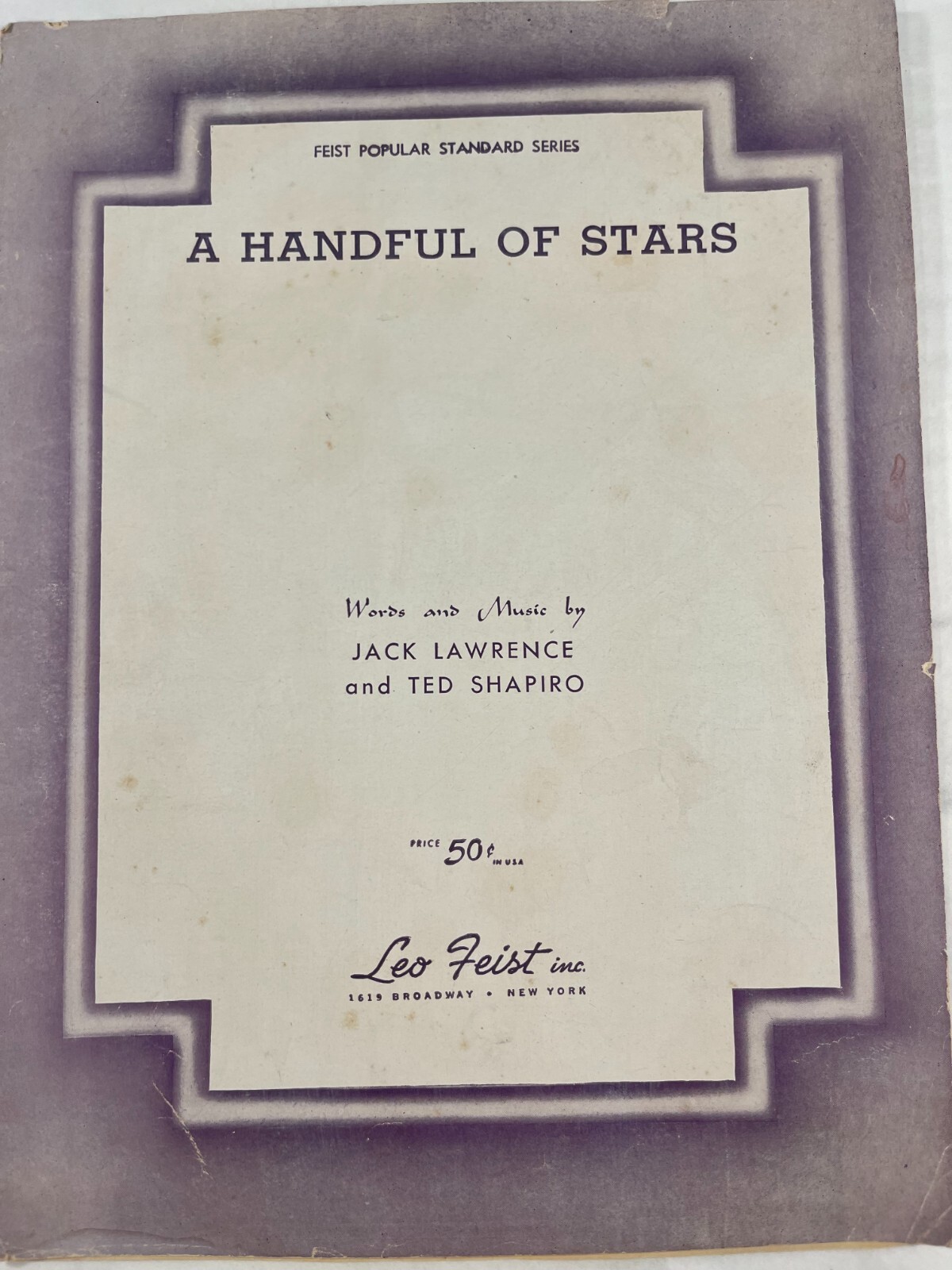A Handful of Stars Sheet Music Words & Music by Jack Lawrence & Ted ...