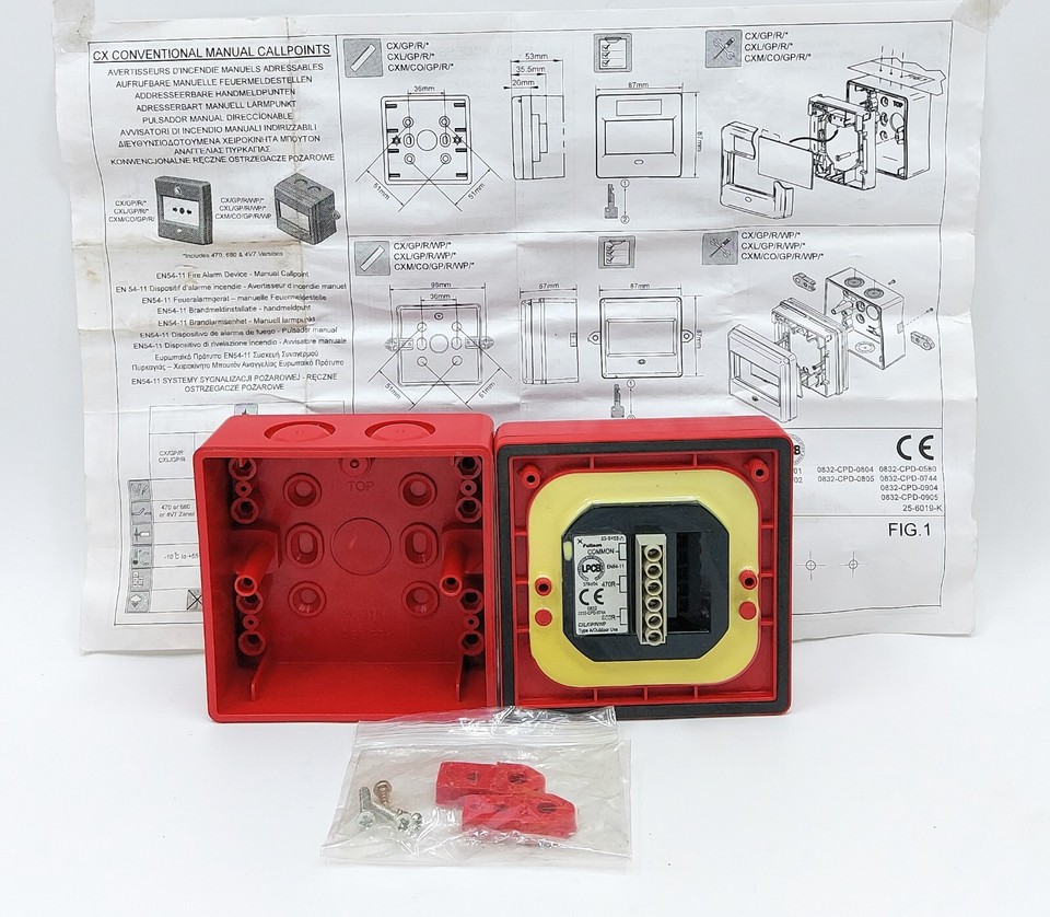 Fulleon Red Break Verre Call Point Actionné Cxl / Gp / R / Wp 25-9466-A ...