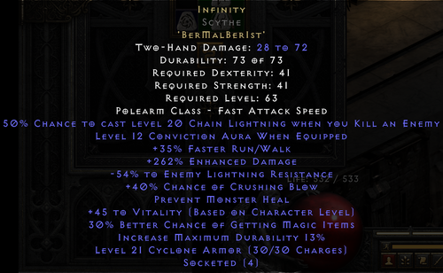 Infinity Runeword PolearmsScythe for Diablo 2 D2R on PCPSNS in Nepal at ...