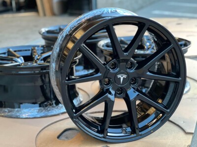 18" Tesla Model 3 Factory OEM Aero Black Wheels Rims Original Stock QTY ...