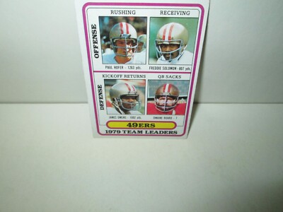 1979 SAN FRANCISCO 49ERS TEAM LEADERS CHECKLIST 1980 Card #526 JAMES ...