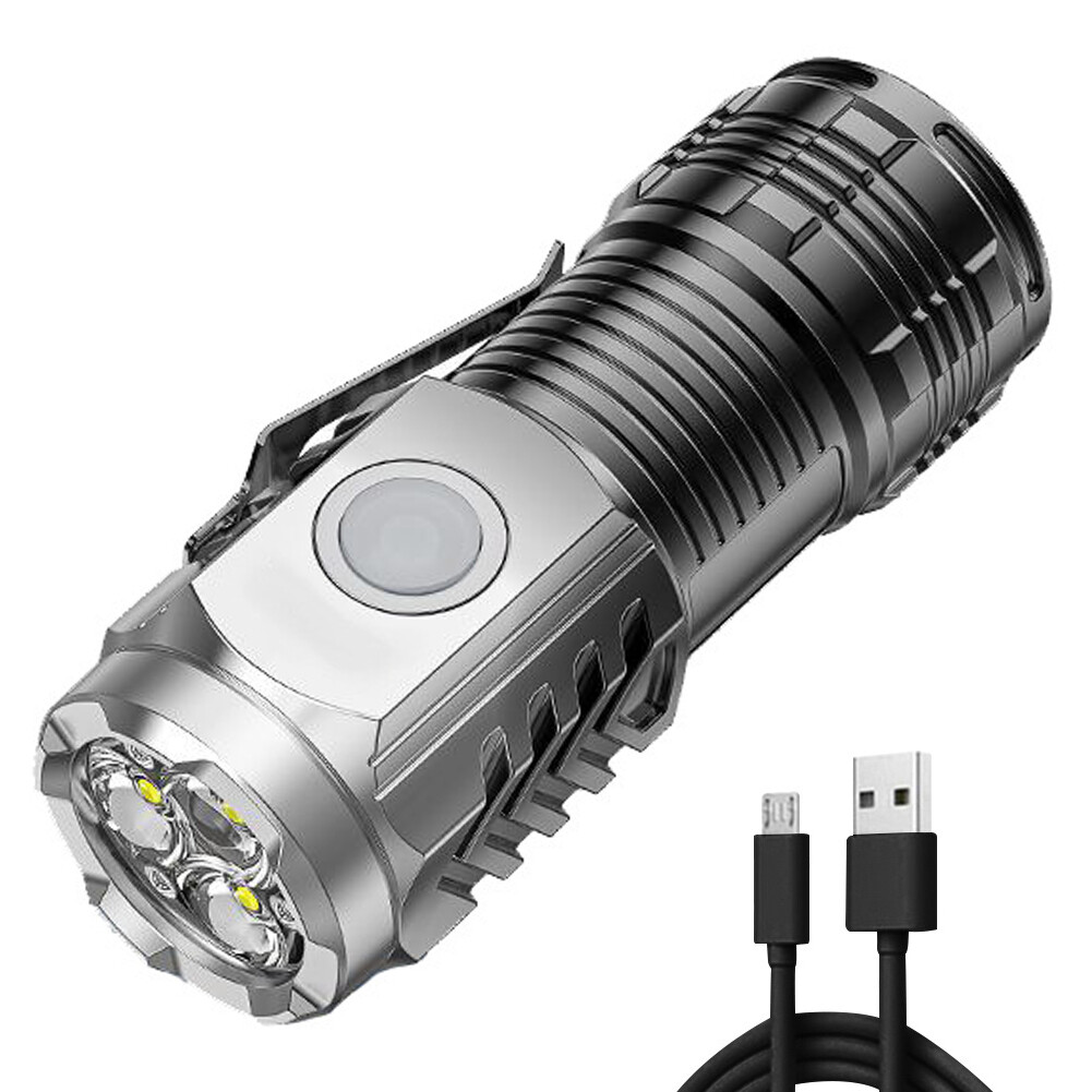 3 LED Mini Torch Anti Slip Portable Flashlight for Camping Hiking (Grey ...