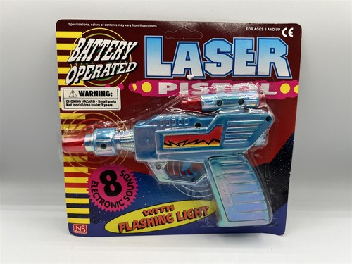 VINTAGE LASER PISTOL TOY 8 ELECTRONIC SOUNDS FLASHING LIGHT BATTERY ...