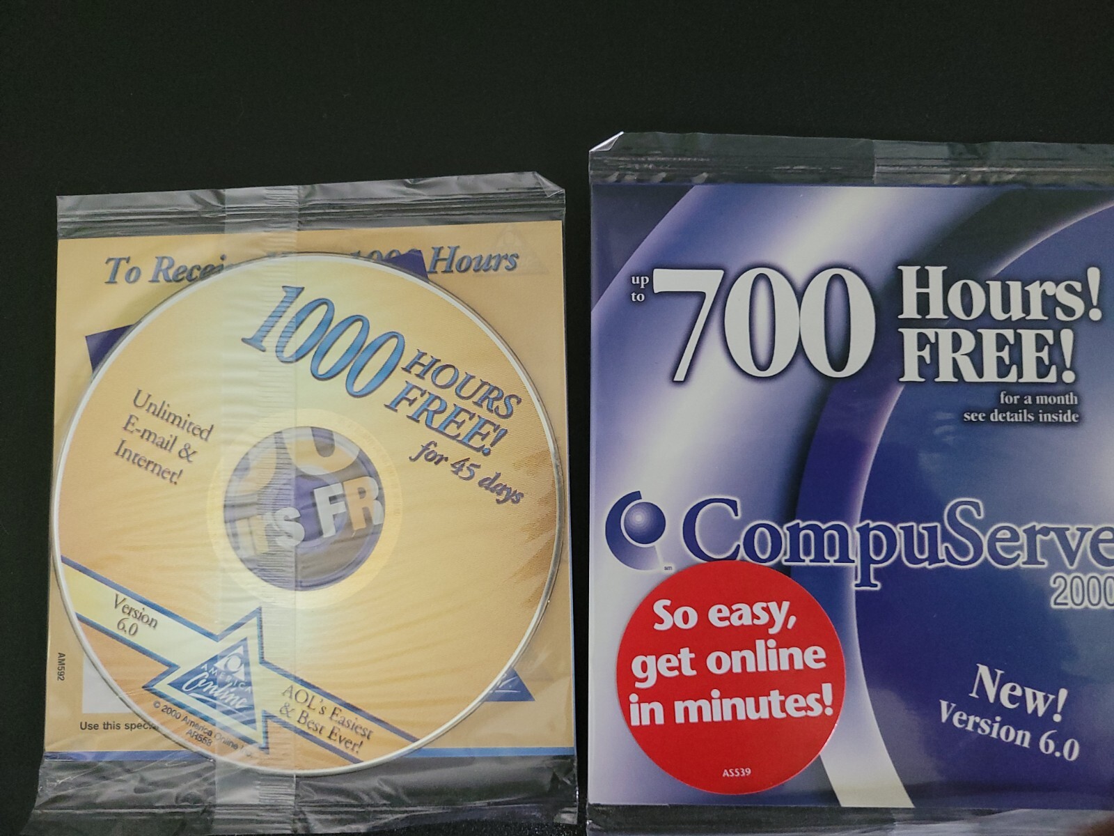 Vintage AOL CD America Online 1000 Free Hours Version 6.0 Sealed ...
