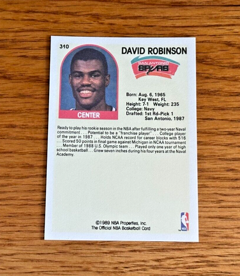 DAVID ROBINSON 1989-90 NBA Hoops #310 Rookie RC | eBay