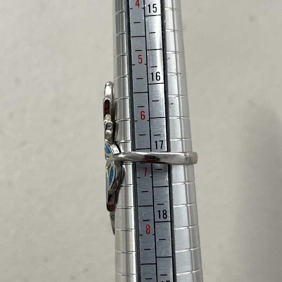 Sterling Silver Ring Leaves Blue Green Boulder Opal 925 Size 6.75 GLS ...