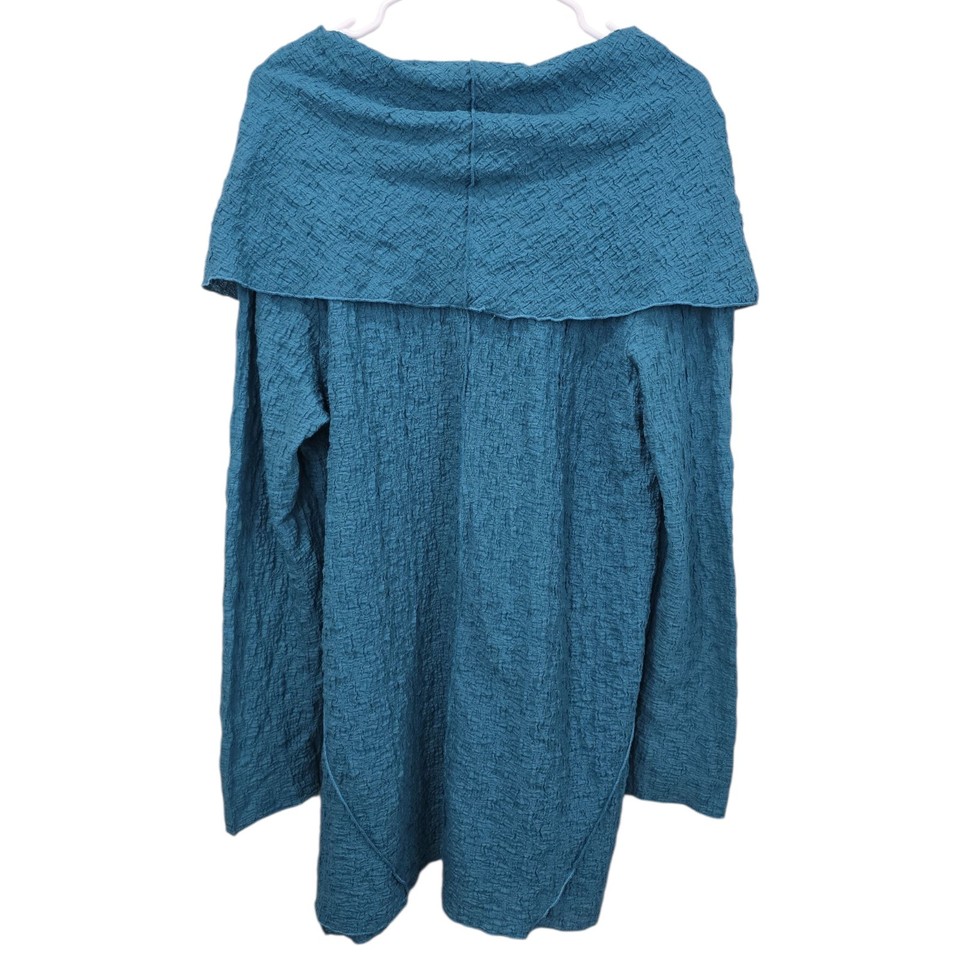 Soft Surroundings Rowan Tunic Long Sleeve Size Large Teal Crinkle Cowl ...