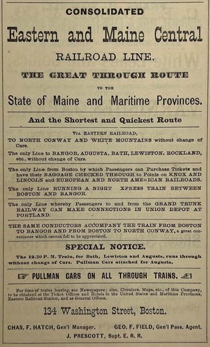 EASTERN & MAINE CENTRAL Railroad Line Routes - Antique 1874 Print Ad | eBay