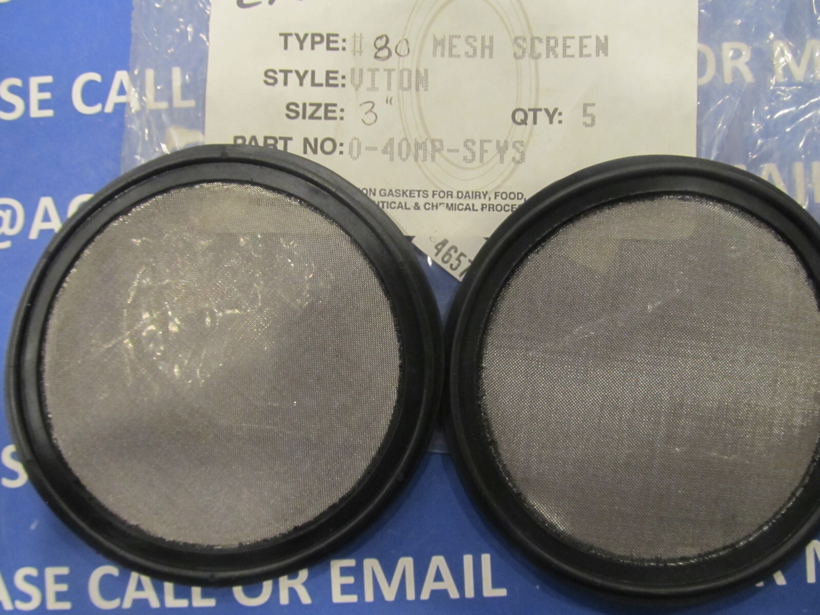 Screened Sanitary Gasket 3"TC Class VI Viton/316SS #80 Mesh Newman 3 ...