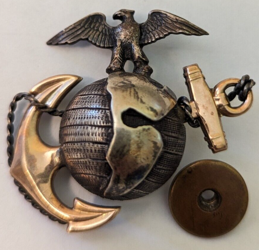 20s USMC Officer EGA "Beast" Dress Hat Badge 10K & Sterling SB XB | eBay