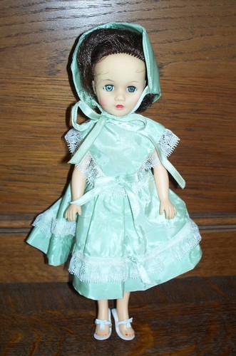 VINTAGE 1950'S MISS NANCY ANN 10.5" DOLL ORIGINAL GREEN DRESS AND HAT ...