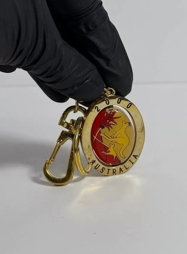 Australia 2000 Keychain – Goldtone Kangaroo Design Souvenir | eBay