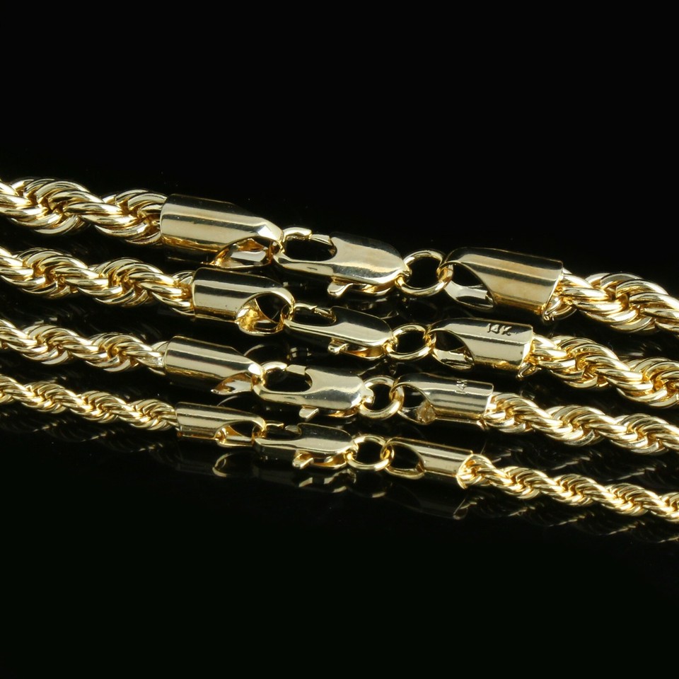 Hip Hop Rope Chain Necklace 20,24,30,36" 14K Gold Plated Finish + Drip ...