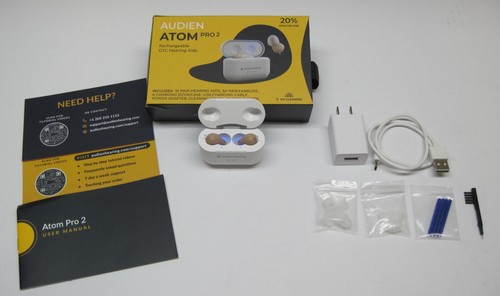 Audien ATOM PRO 2 Wireless Rechargeable OTC Hearing Aids, open box ...