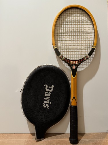 Vintage Tad Davis “TAD” Wooden Tennis Racquet w/ Original Davis Padded ...