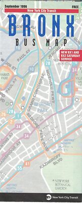New York City Transit Bronx Bus Map September 1996 | eBay