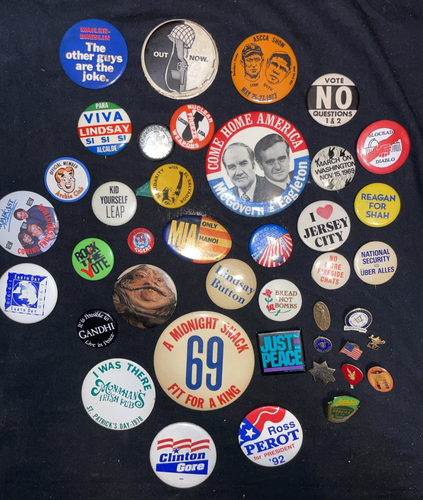 Vintage Political Protest Pinback Button Lot Vietnam McGovern Lindsay ...