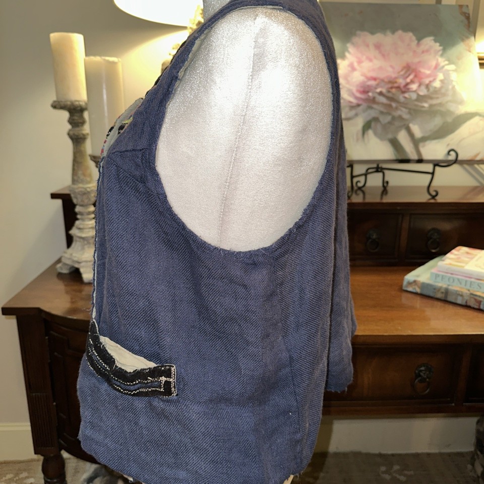 RARE Magnolia Pearl Lennon Vest w/ Embroidery Blue Color One Size NWOT ...