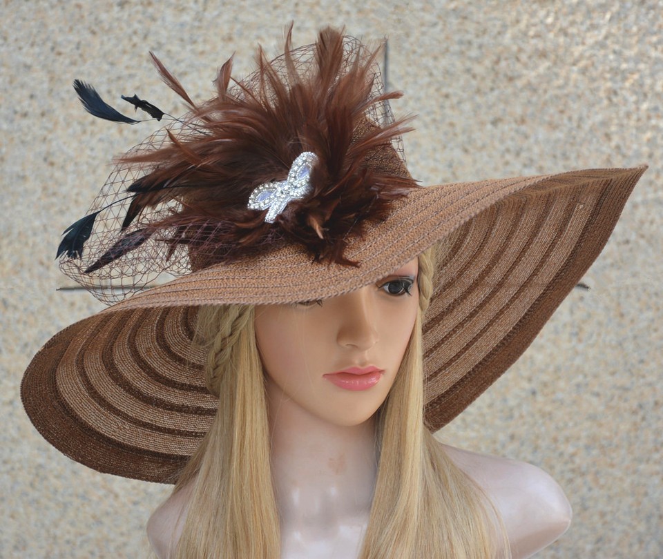 Womens Formal Church Wedding Occasion Wide Brim Floppy Sun Hat A265 | eBay