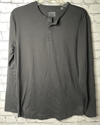 Cuts Clothing Henley Shirt Mens Small Long Sleeve Black. HH37 | eBay