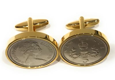 Premium 1971 Large Old style 5p coin for a 54th Gold style cufflinks ...