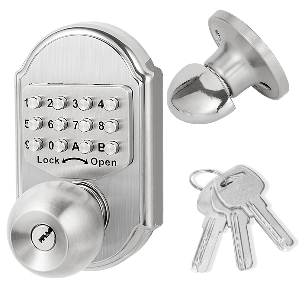 Mechanical Keyless Entry Door Lock Digital Code Keypad Knob Combination ...
