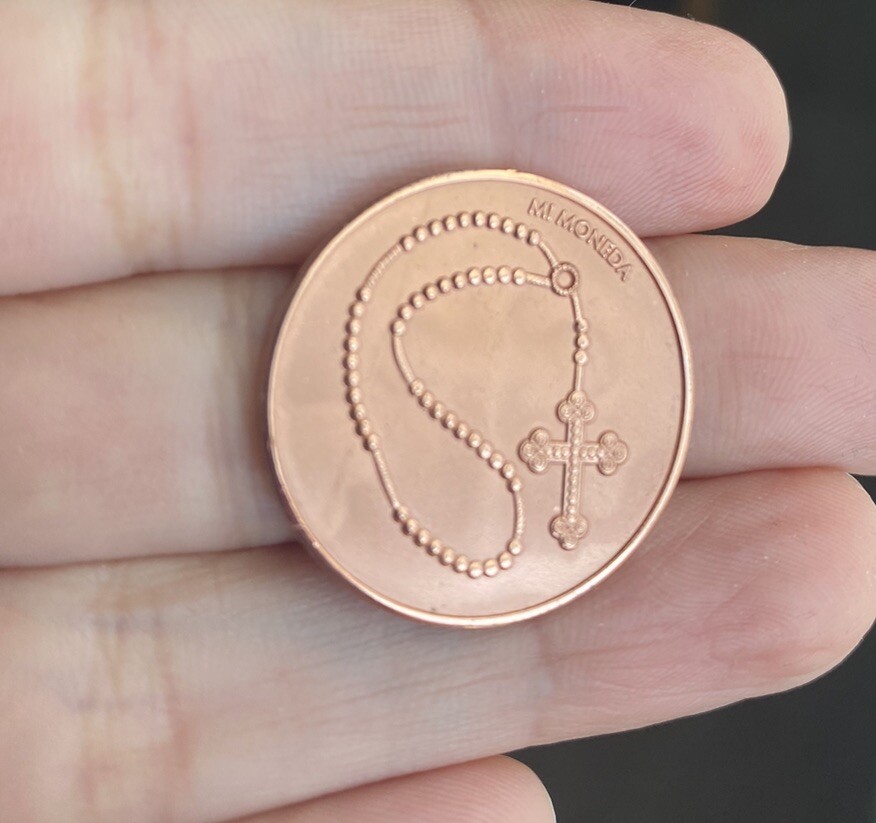 NEW MI MONEDA Cross And rosary’s Coin Charm S Rose Gold Color | eBay