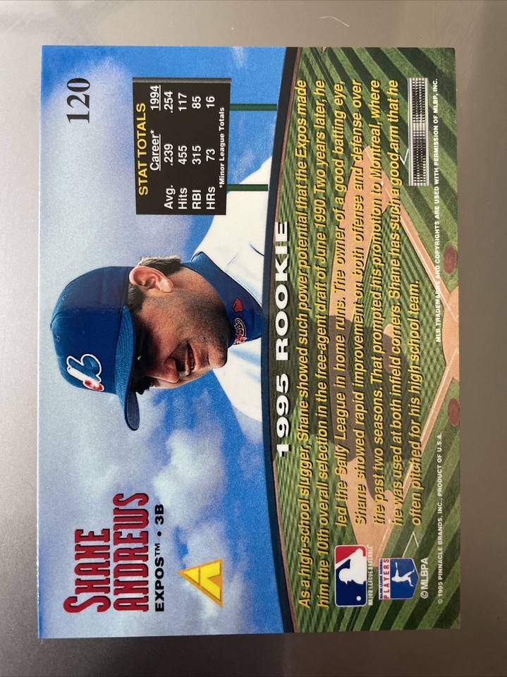 1995 Pinnacle Zenith Edition Rookie Card Shane Andrews #120 | eBay