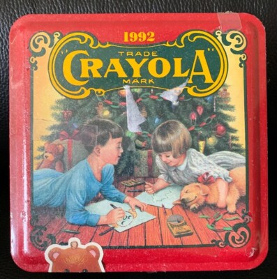 Crayola Nostalgic Collectors Tin Box 64 Crayons Coloring Holiday 1992 ...