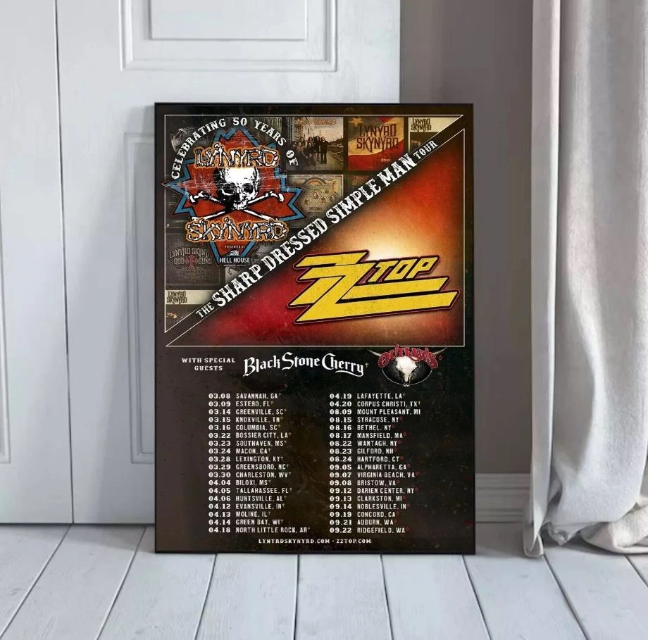 Lynyrd Skynyrd ZZ Top The Sharp Dressed Simple Man Tour 2024 Poster ...