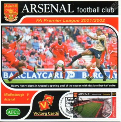 Arsenal 2001-02 Middlesbrough (Thierry Henry) Football Stamp Victory ...