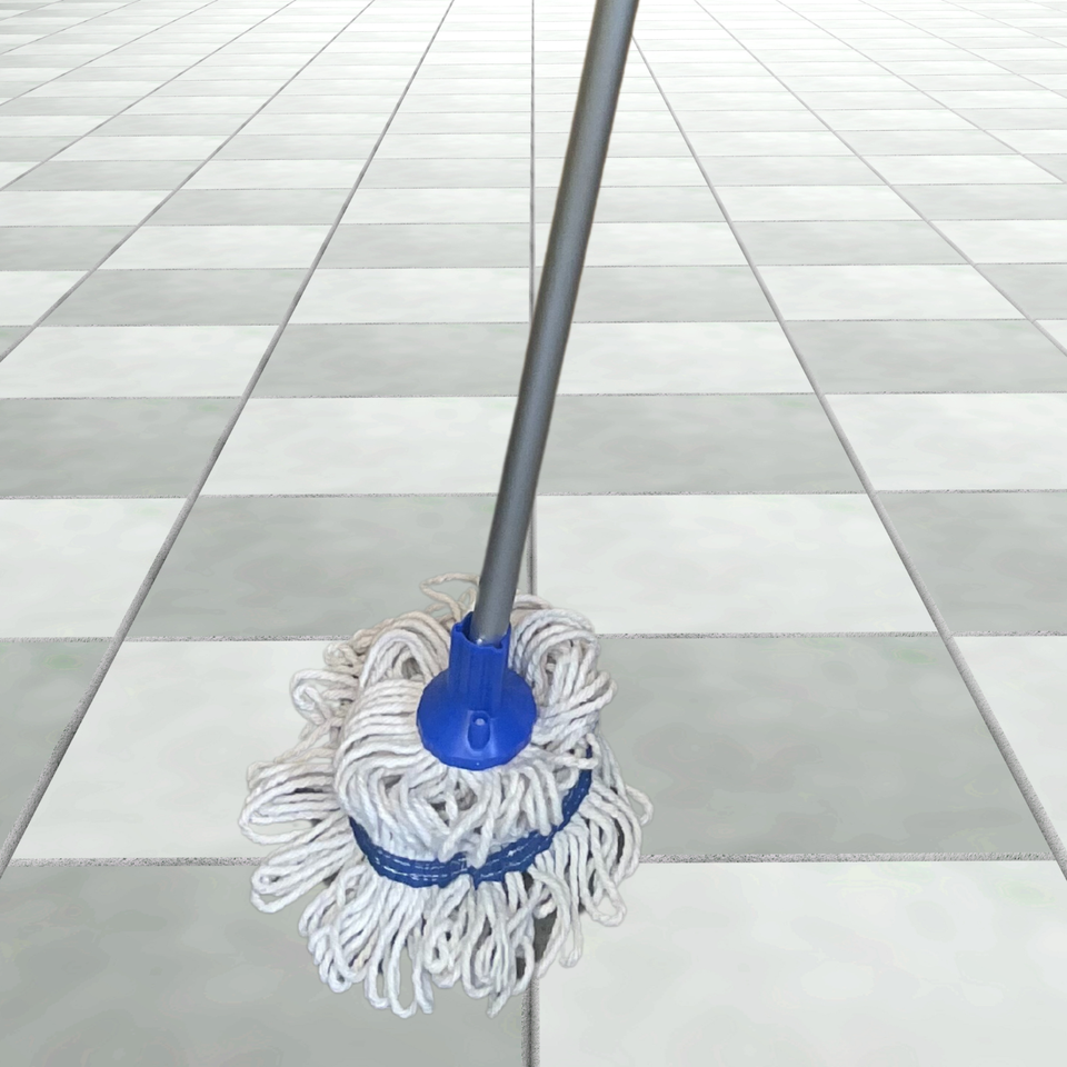 5 Colour Coded Mop Head Aluminium Handle Hygienic Cleaning Yarn Cotton ...