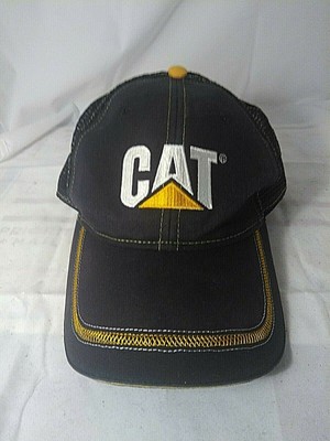 Caterpillar Black Ball Cap Hat Embroidered CAT Logo W/Gold Trim | eBay