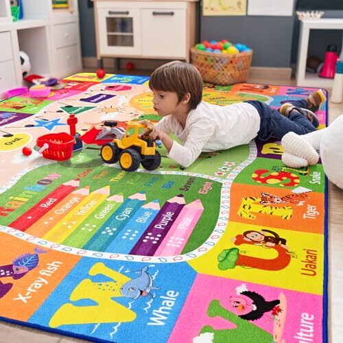 6x9 Kids Room Rug Play Mat Carpet Educational and Fun Playmat with ABC ...