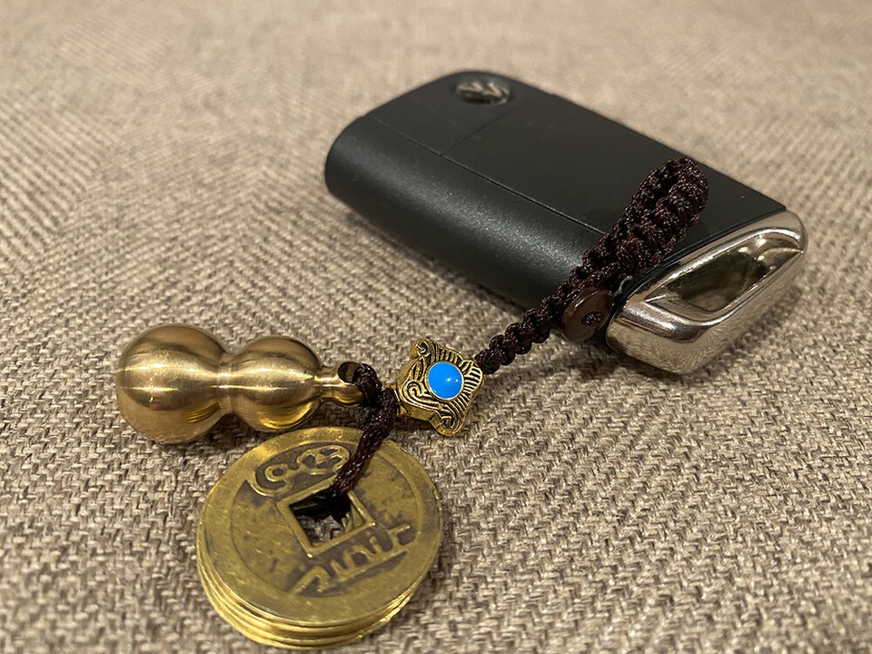 Brass Wu Lou Keychains Chinese Gourd Feng Shui Hu Lu Pendant Key Ring葫芦 ...