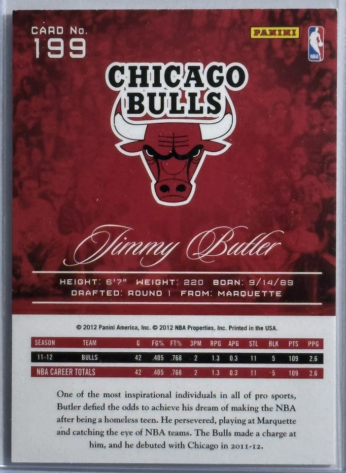 2012-13 Panini Prestige #199 Jimmy Butler Rookie Card Chicago Bulls ...