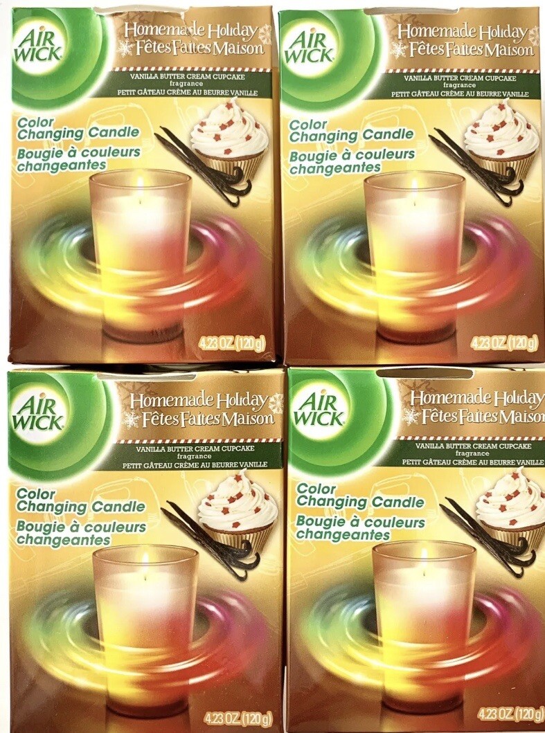 4x Air Wick Color Changing Candle Vanilla Butter Cream Cupcake Holiday ...