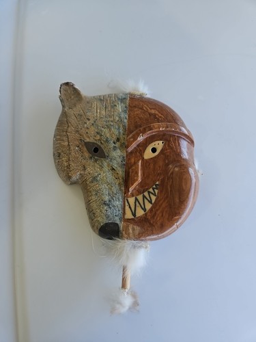 Artisan Mask Signed Katuck Kealiher Wolf Mask Eskimo Spirit of the Wolf ...