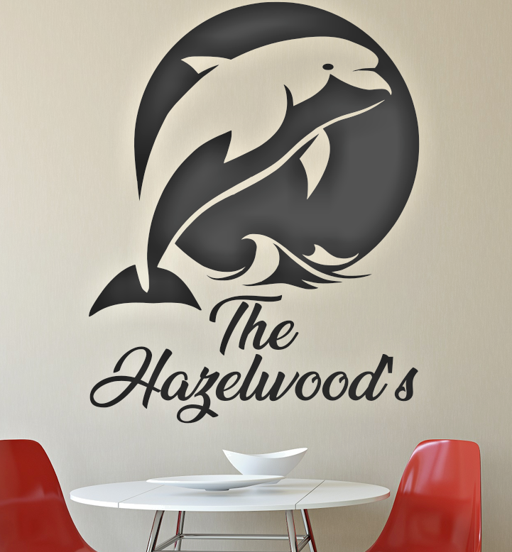 DOLPHIN - PERSONALIZED YOUR NAME - Lg WALL VINYL DECAL STICKER - COLOR ...