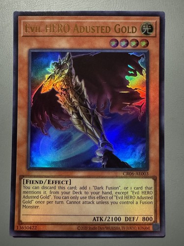 YUGIOH EVIL HERO ADUSTED GOLD ASIA ENGLISH EDITION CR06-AE003 ULTRA ...