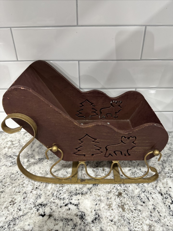 Vintage Metal Wood Sleigh Holiday Decor Art Cottage Farm | eBay