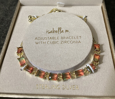 ISABELLA M. Boston .925 SS Gold Tone & CZ Woman’s Adjustable Slide ...