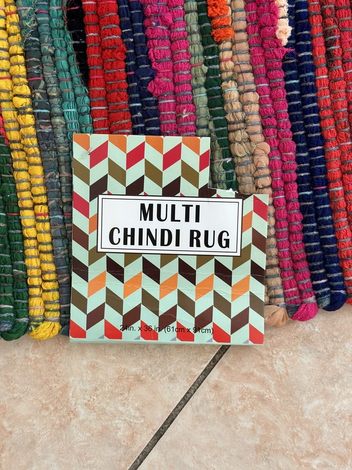 Chindi Rug 24”x36” Home Decor Multi Color Bohemian 100% Cotton | eBay