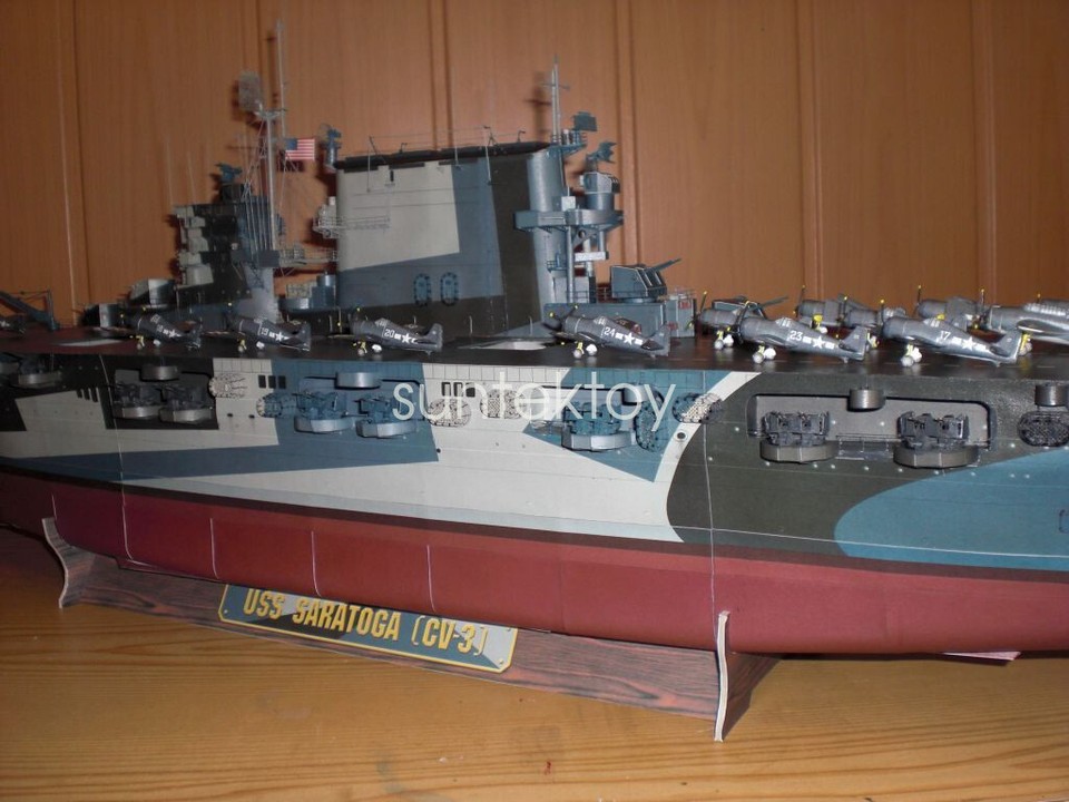USS Saratoga (CV-3) Aircraft Carrier DIY Handcraft Paper Model Kit 1: ...