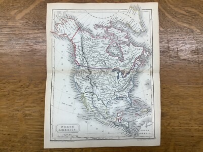 1842 Hand-Colored Map Of North America 10.5 x 8.25” Atlas Of Modern ...