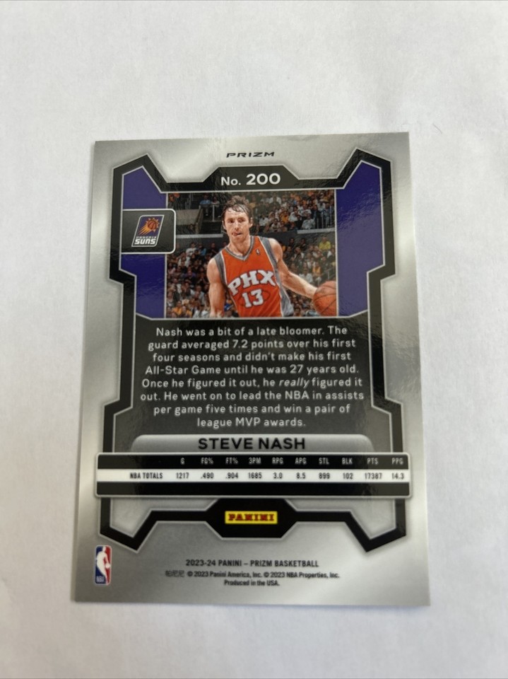 2023-24 Panini Prizm Steve Nash #200 Cracked Ice Parallel Silver ...