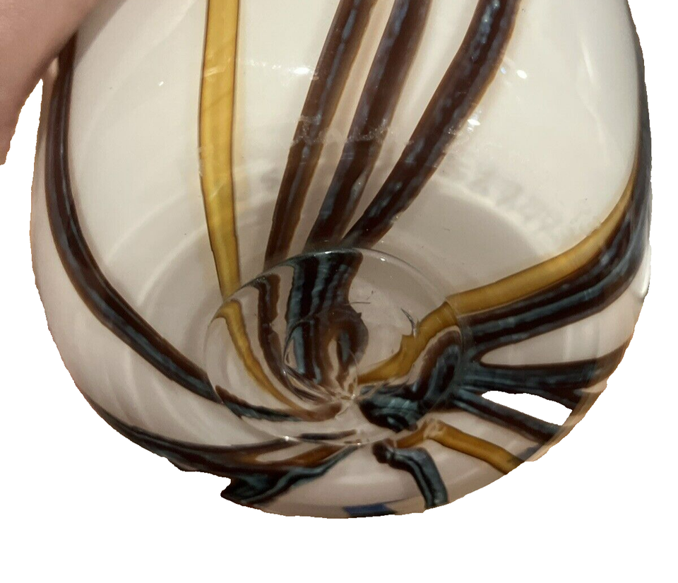 Richard Satava Art Glass 12 1/4" Pink Flowers on Off White Background ...