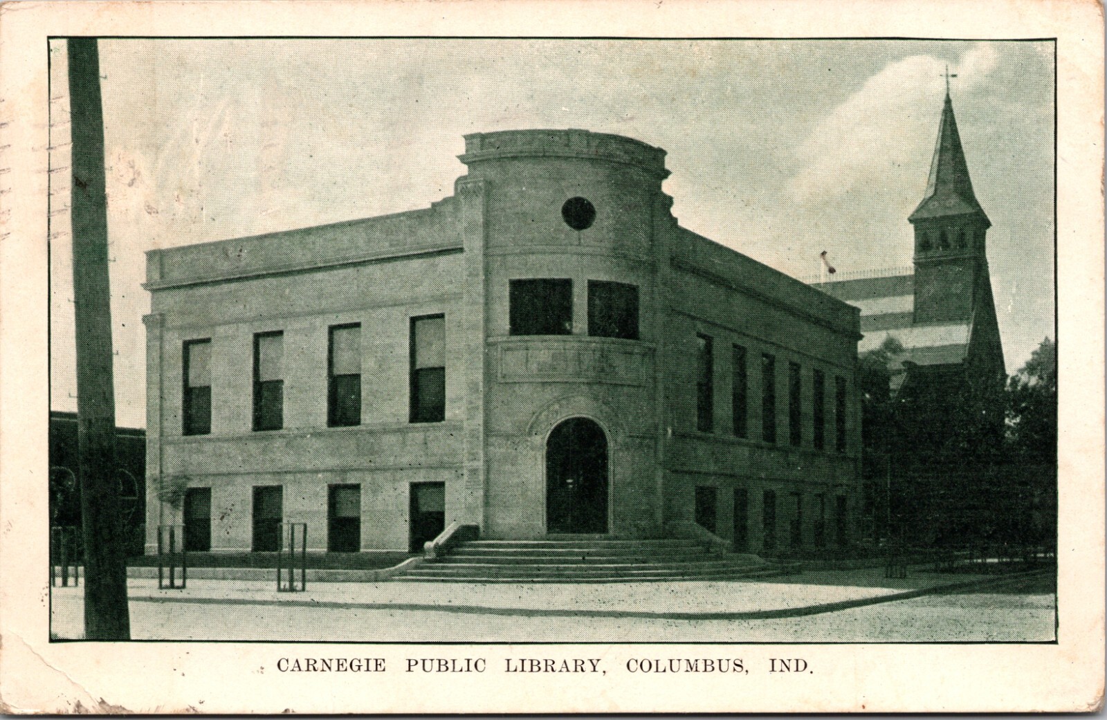 1910 Antique Postcard Columbus Indiana Carnegie Public Library ...